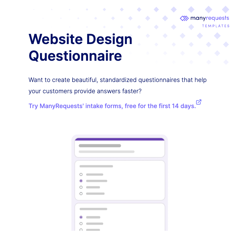 Fillable Website Design Questionnaire [PDF / Doc Template] - ManyRequests